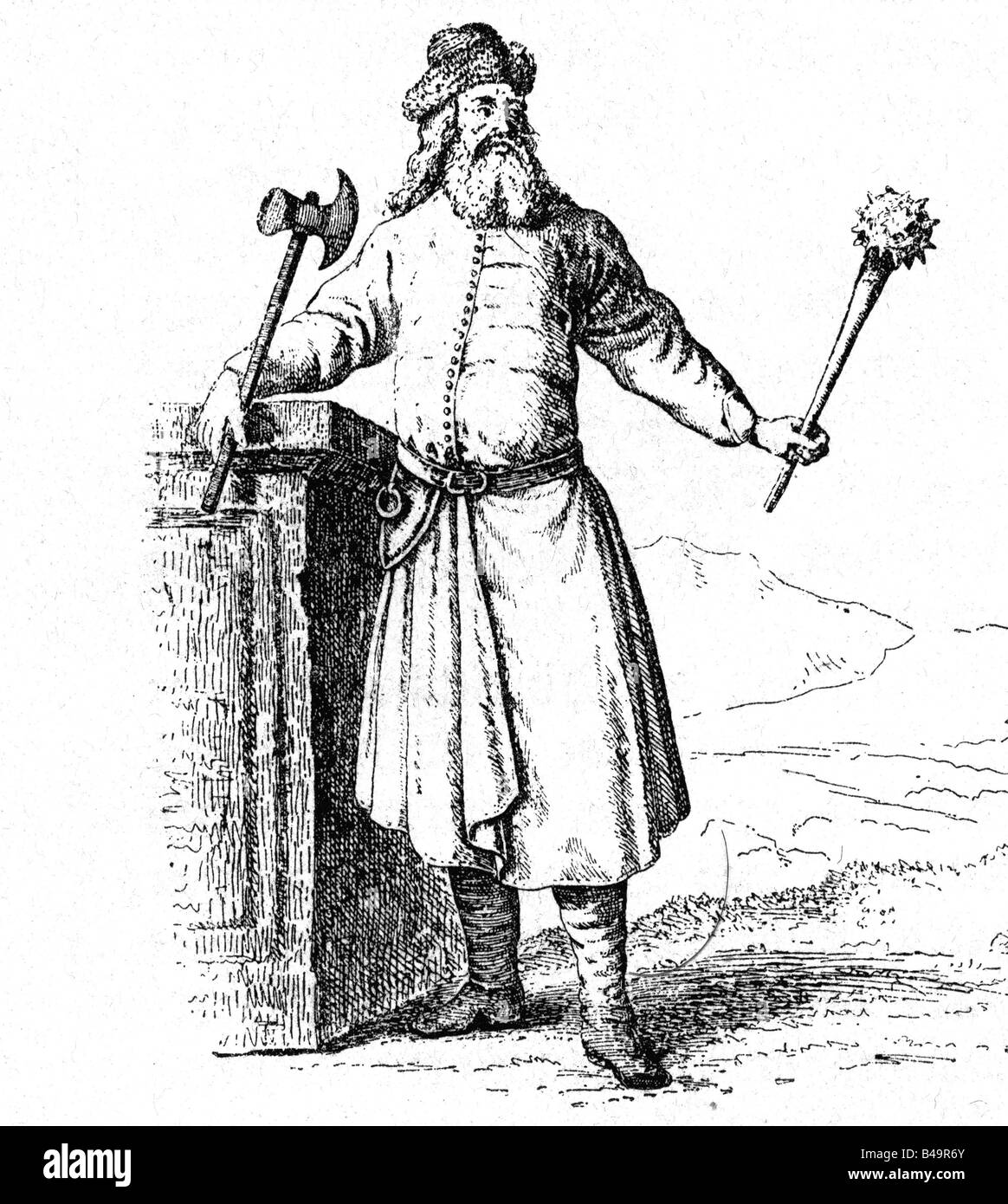 military, Russia, Streltsy, commandant, engraving by Jean Baptiste Le ...