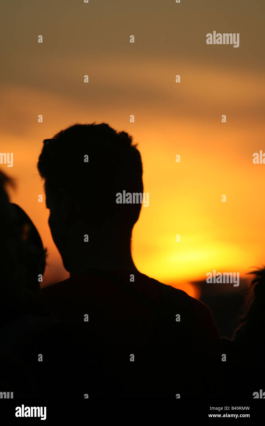 one single man silhouette at sunset Stock Photo - Alamy