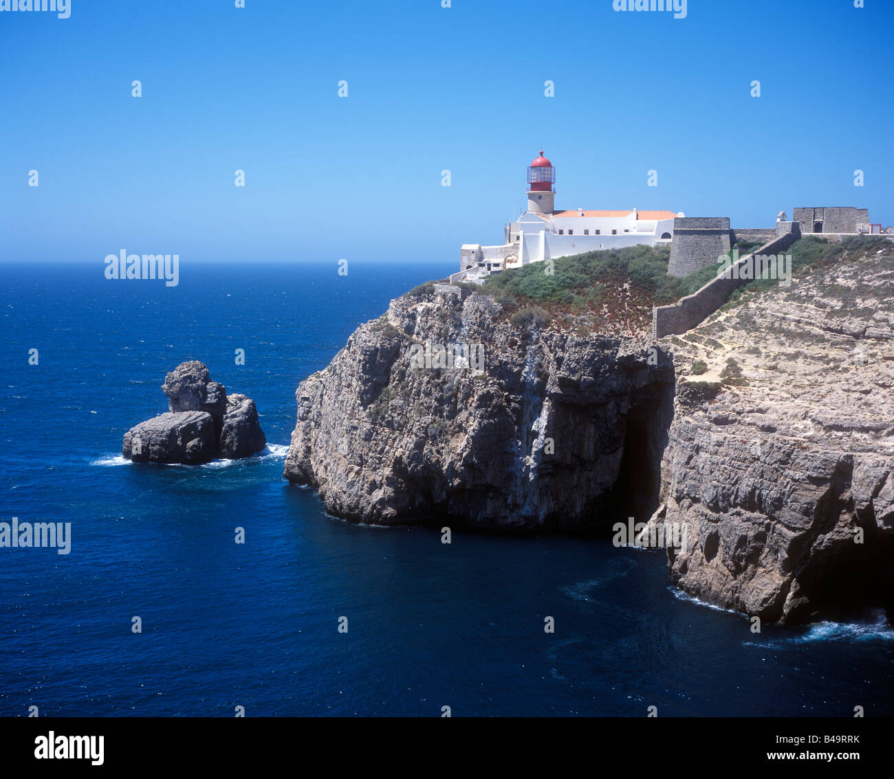 lighthouse at Cabo de Sao Vicente, Atlantic Coast, Portugal Stock Photo ...