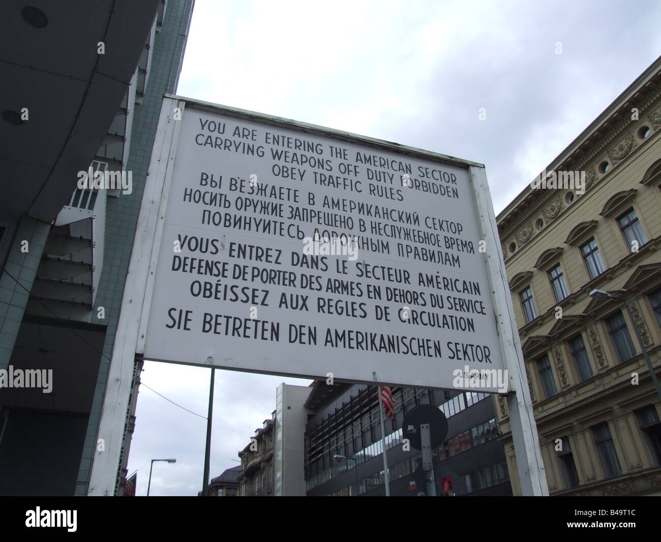 military sign check point charlie berlin germany Stock Photo - Alamy