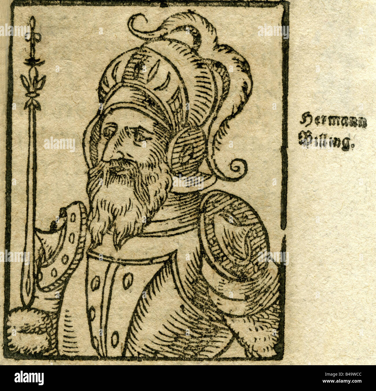 Herman Duke of Saxony, 900 / 912 - 27.3.973, portrait, woodcut, 16th ...