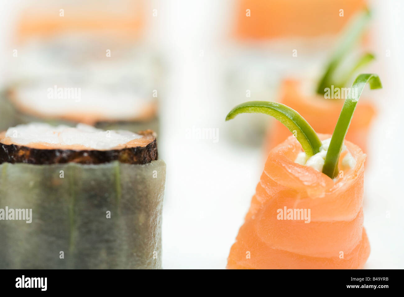 Cropped view of assorted maki-sushi, close-up Stock Photo - Alamy