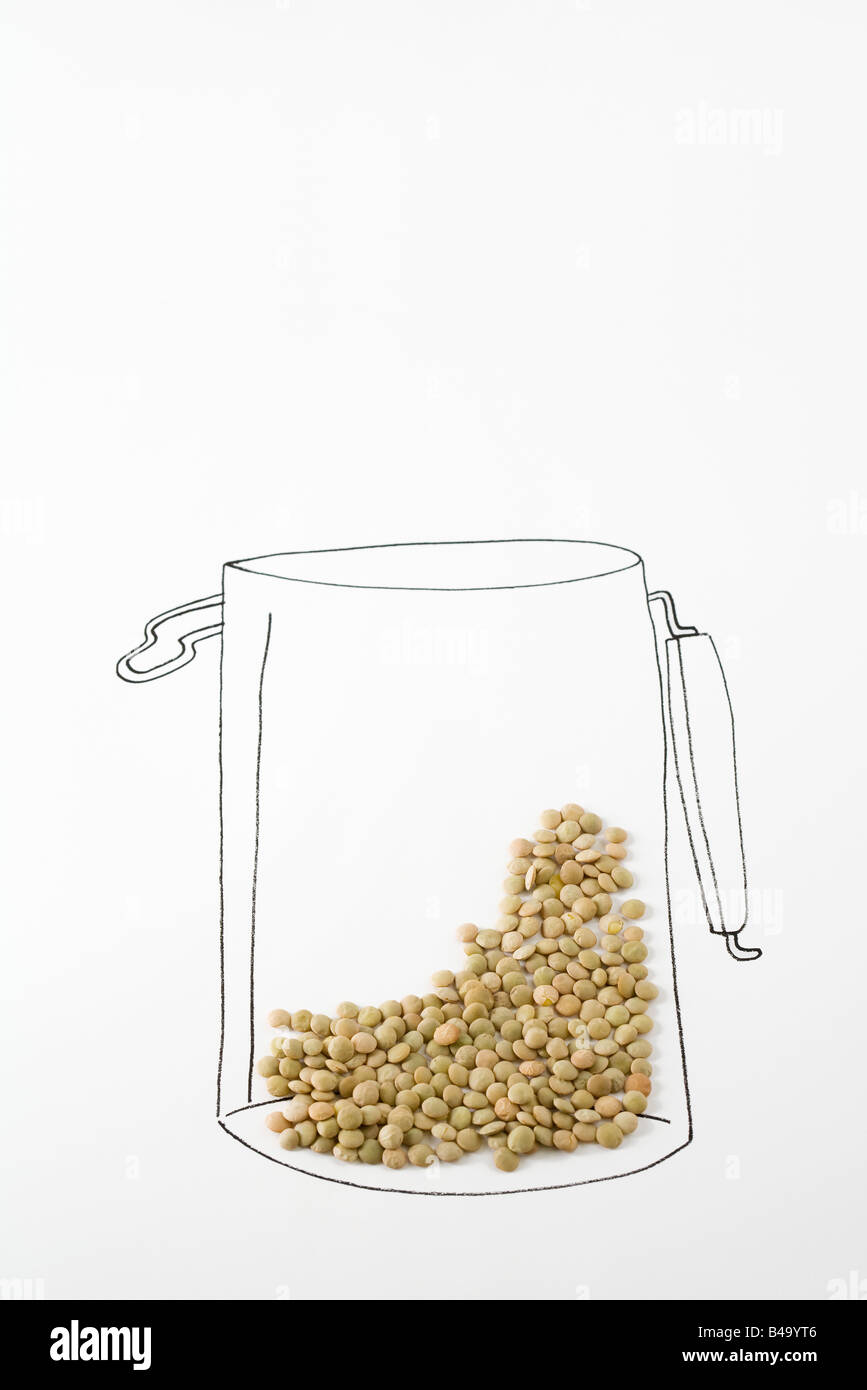 Lentils on drawing of canister Stock Photo - Alamy