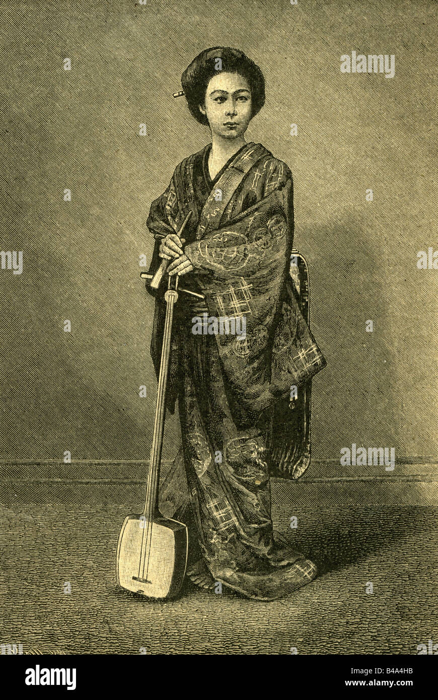 geography / travel, Japan, people, women, geisha with samisen, full ...