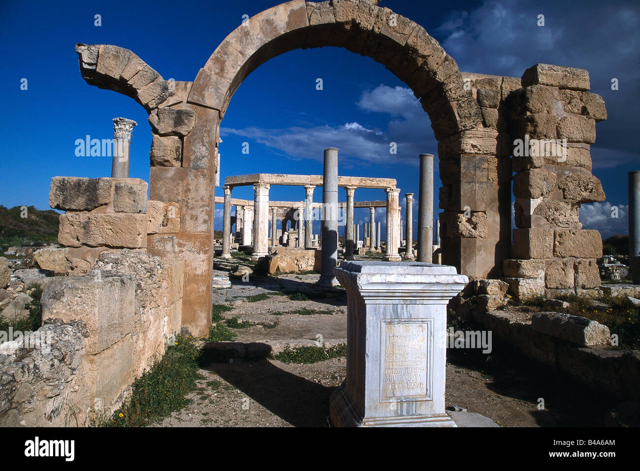 The Roman ruins at Leptis Magna, Libya Stock Photo - Alamy