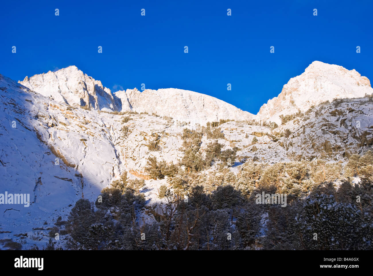 Fresh snow on Mount Abbot after a winter storm John Muir Wilderness ...