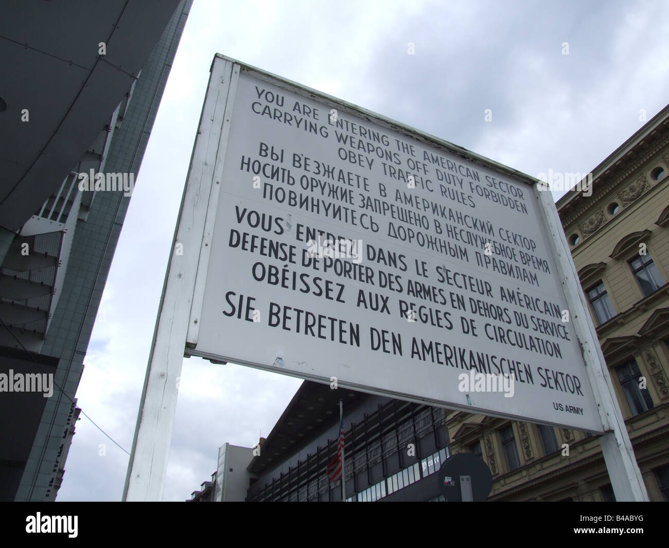 military sign check point charlie berlin germany Stock Photo - Alamy