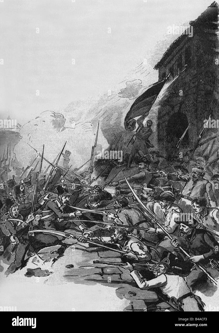 events, revolutions 1848 - 1849, Germany, Baden, Federal troops ...