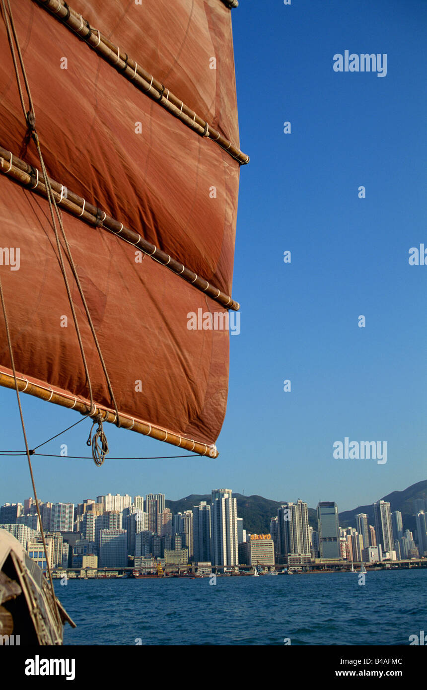 China, Hong Kong, Chinese Sailing Junk Stock Photo - Alamy