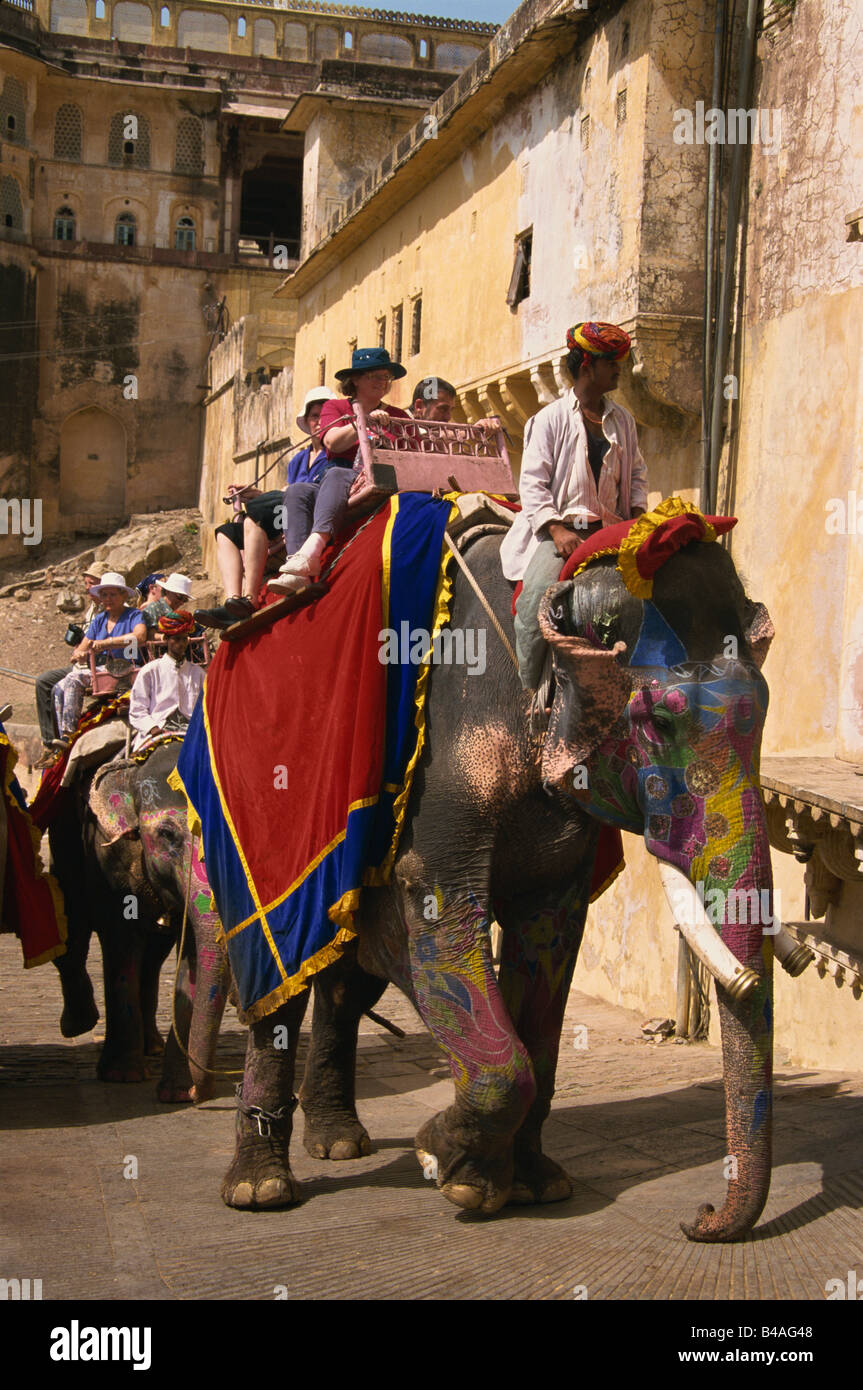 India, Jaipur, Amber Fort, Elephant Rides Stock Photo - Alamy