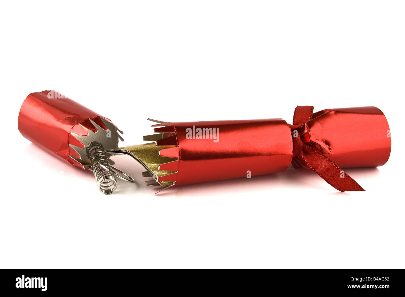 Red Christmas cracker on white background Stock Photo - Alamy