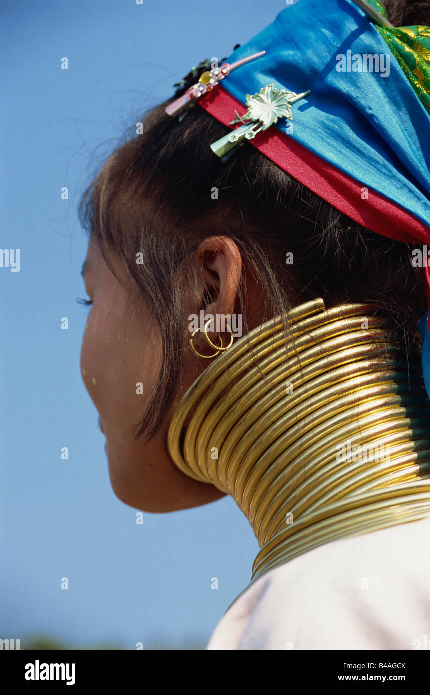 Thailand, Chiang Rai, Long Neck Hilltribes, Young Woman, Neck Stock ...