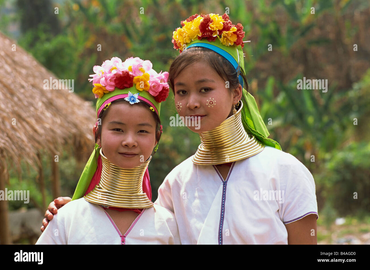 Thailand, Chiang Rai, Long Neck Hilltribes, Young Woman, Girl Stock ...