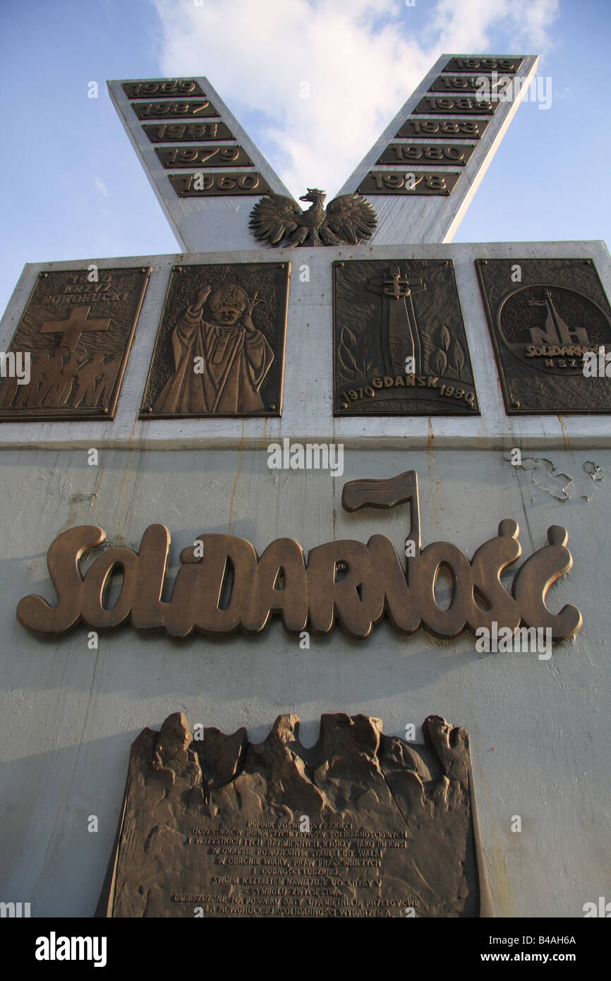 Detail of the Solidarity/Solidarnosc trade union movement memorial ...