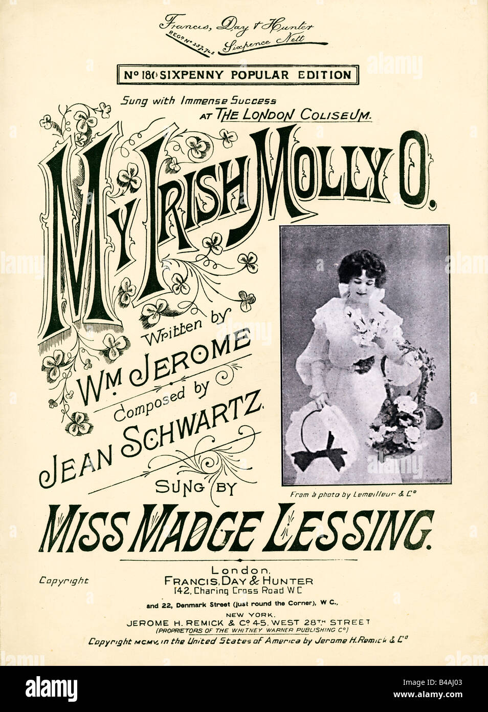 My Irish Molly O music sheet cover for the song sung at the London ...