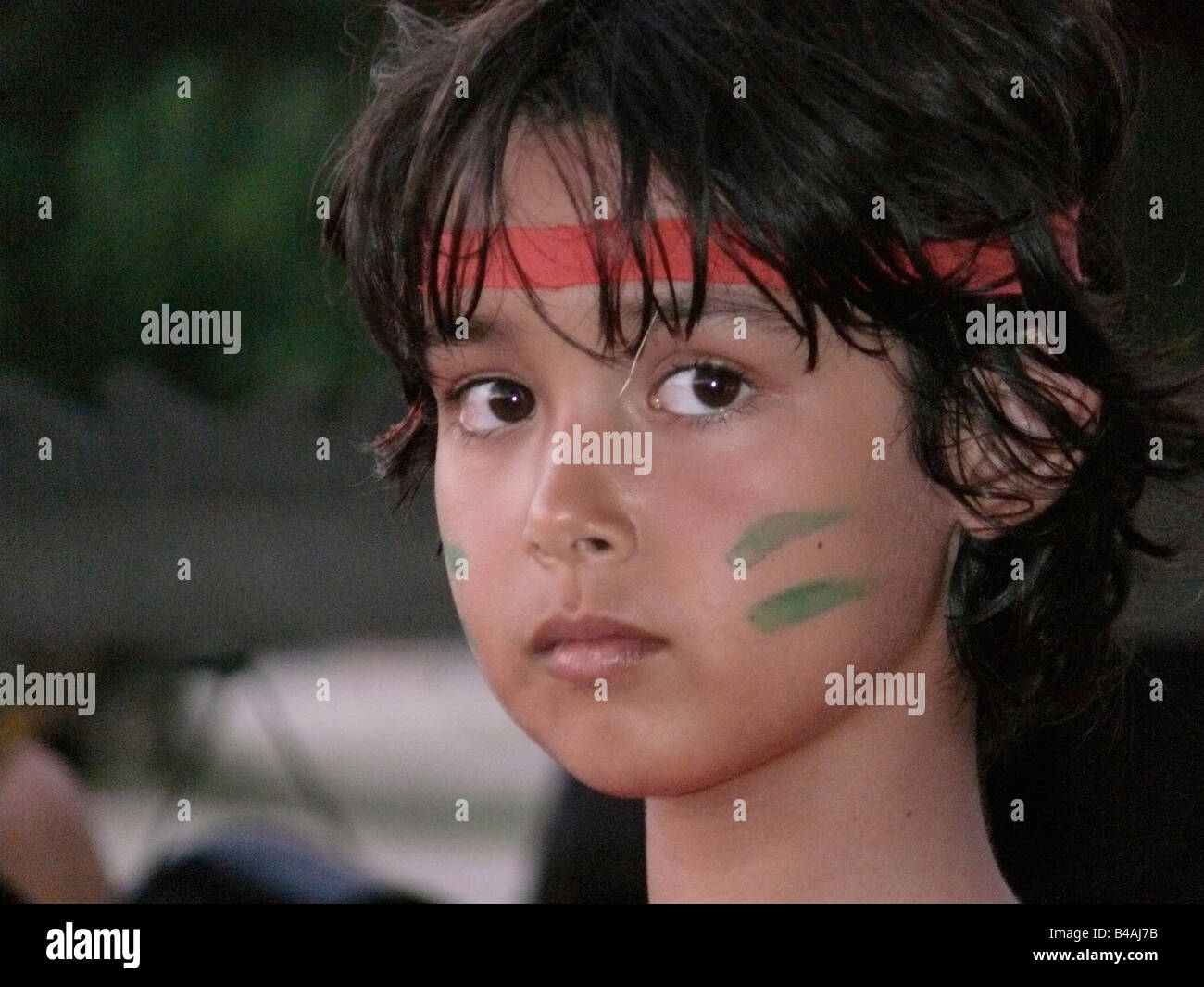 Sabah, Boy With Painted Face Stock Photo - Alamy