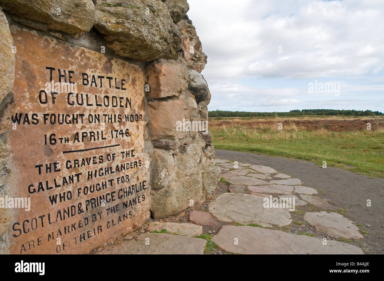 The Memorial Cairn on the site of the 1745 Culloden battlefield where ...