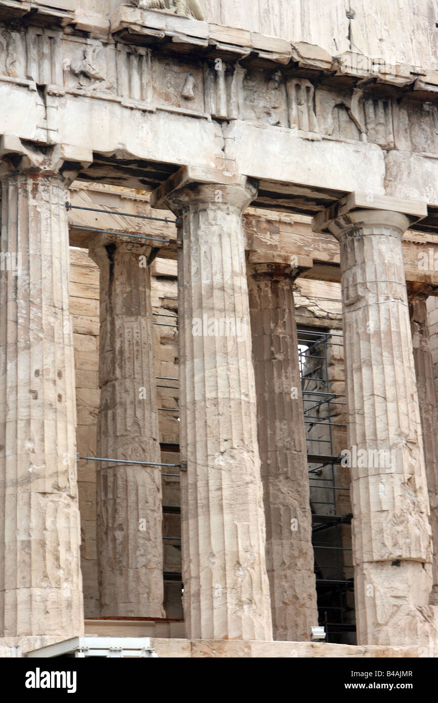pillars of parthenon landmarks of athens greece Stock Photo - Alamy