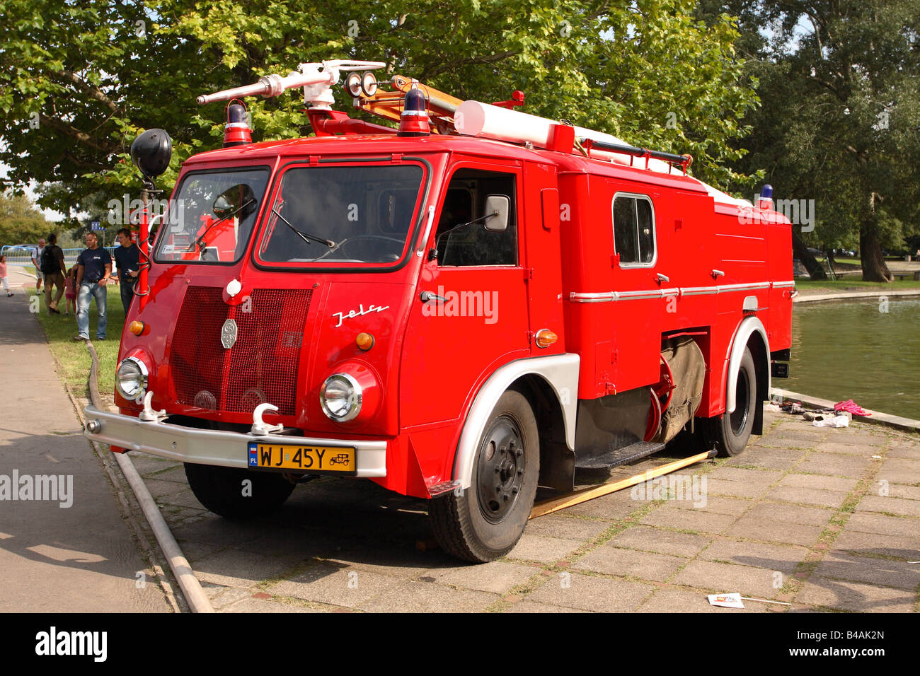 Jelcz Star fire engine from the 1960s seen at a vintage vehicle rally ...