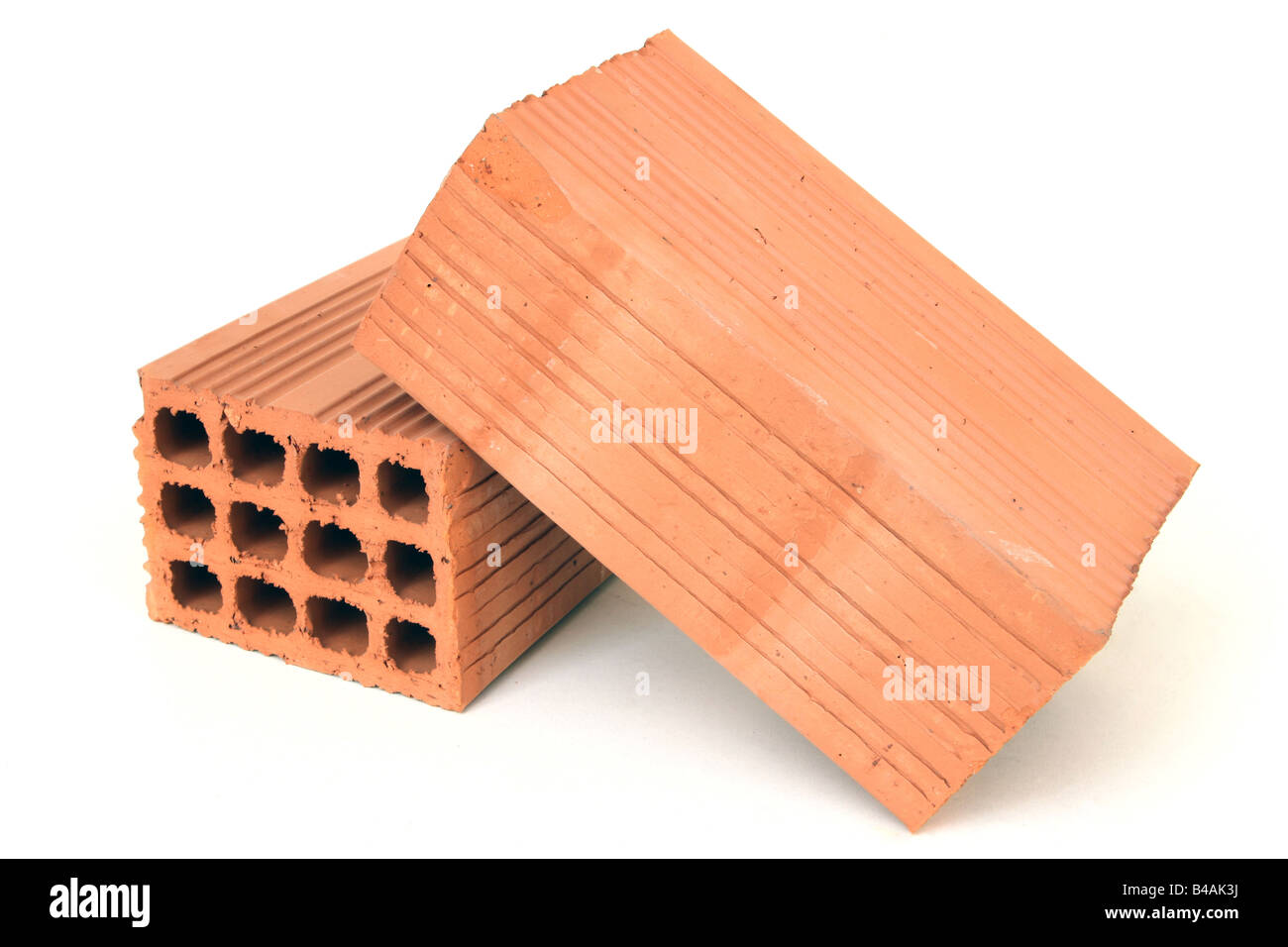 construction element two red bricks isolated on white background Stock ...