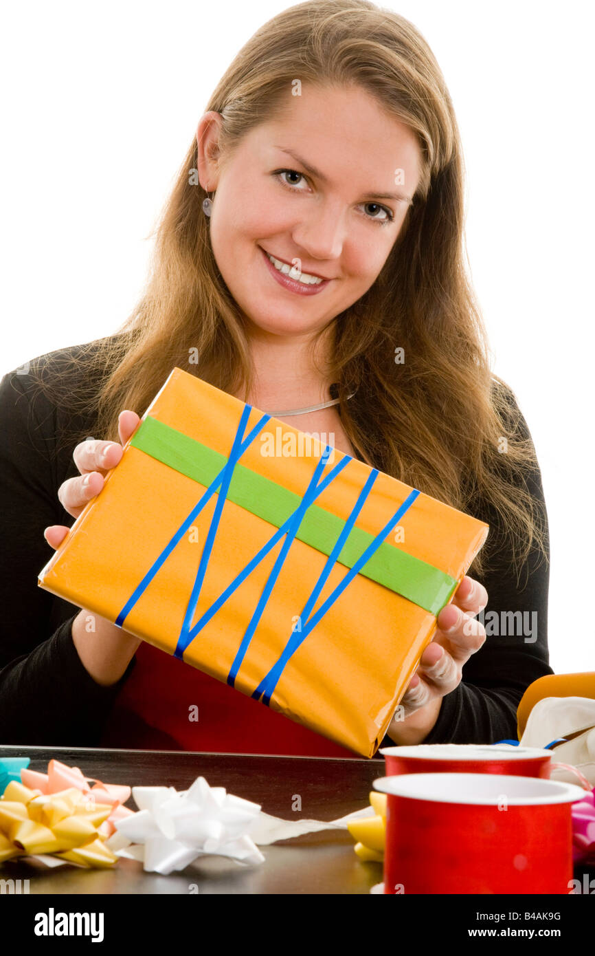 woman with present Stock Photo - Alamy