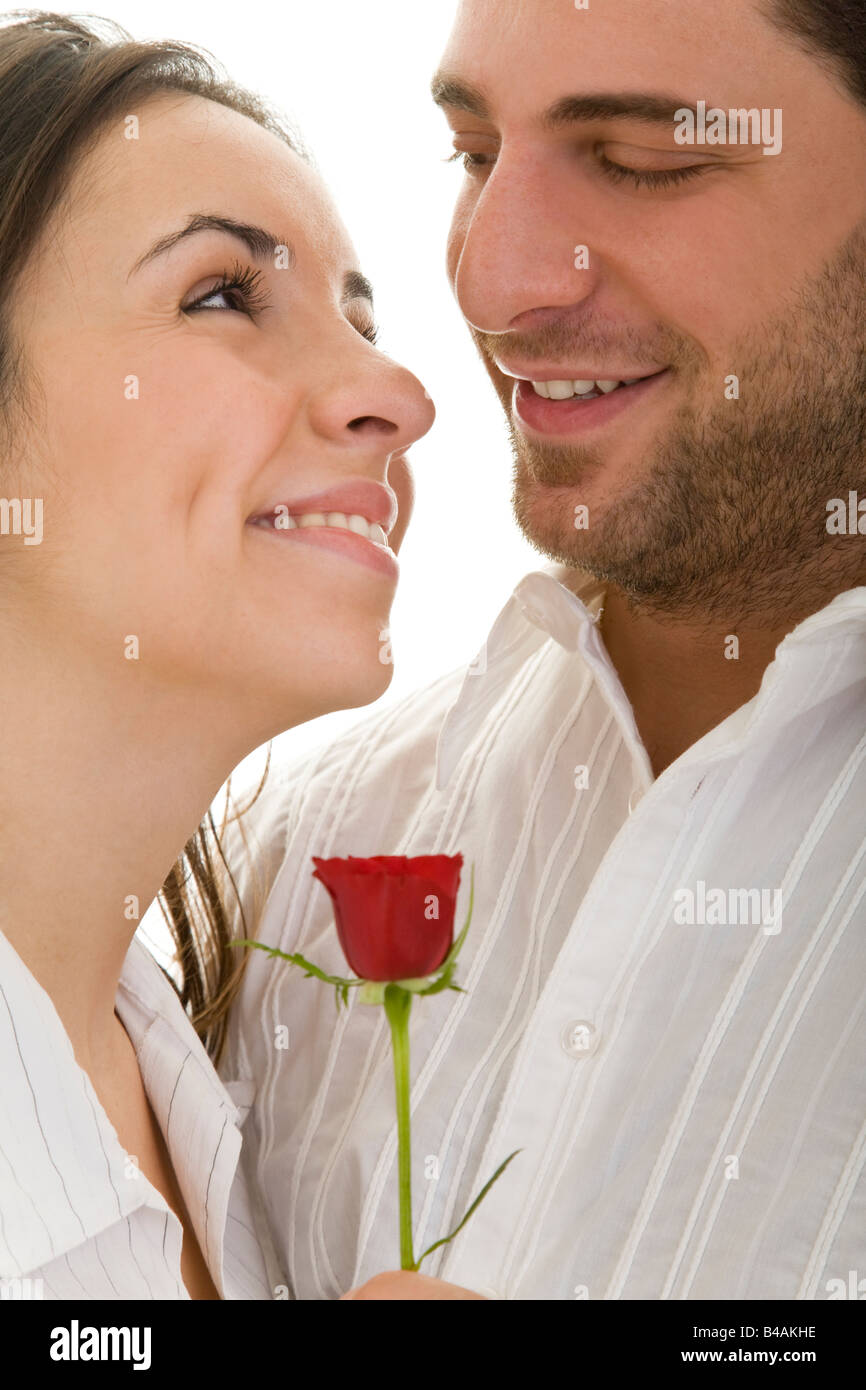 lovers with rose Stock Photo - Alamy