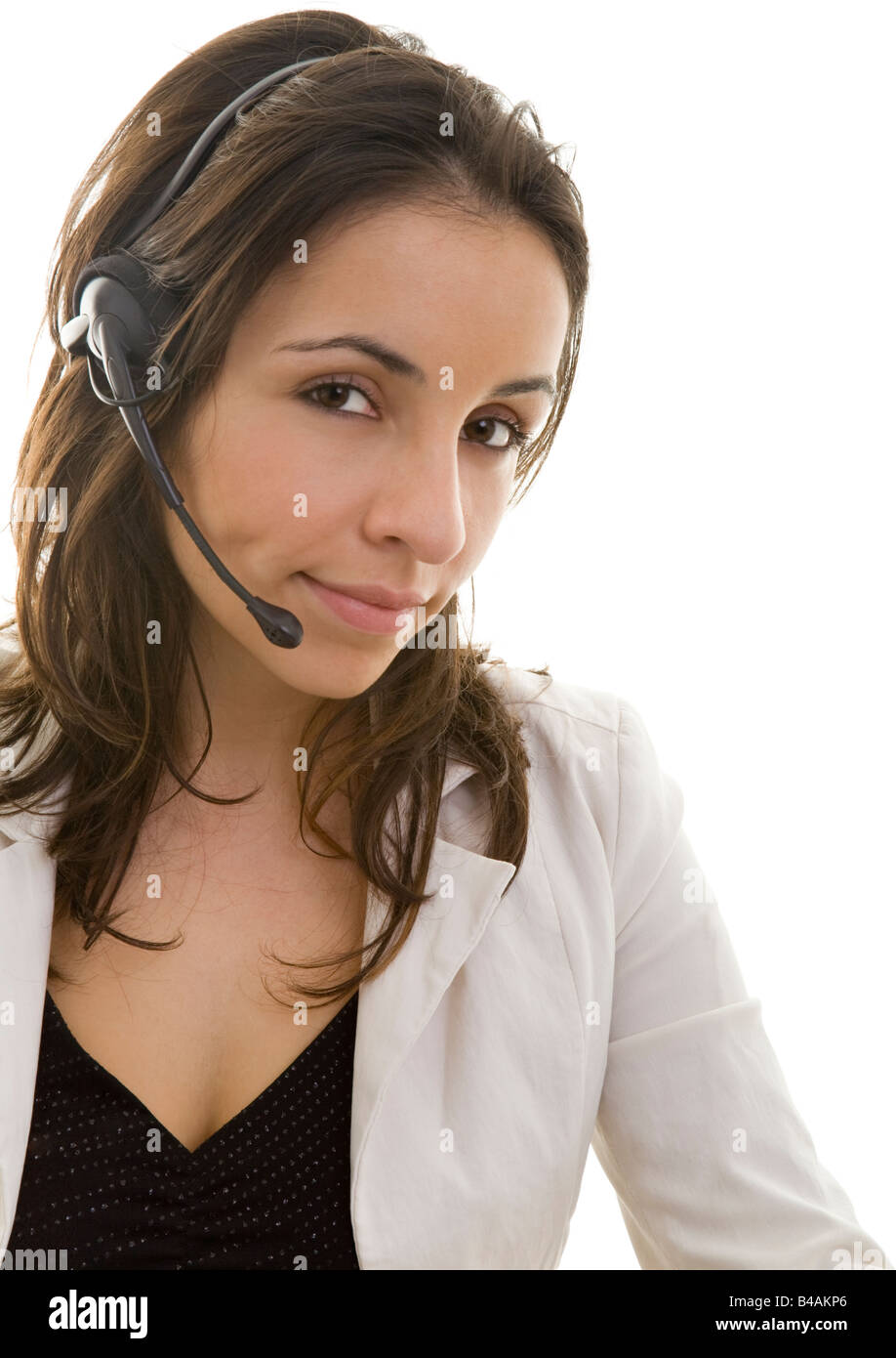 woman with headset Stock Photo - Alamy