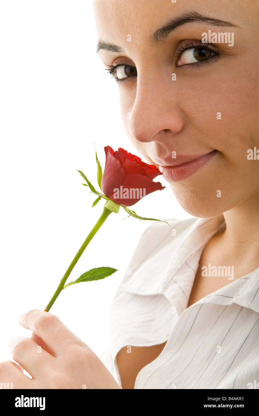 woman with rose Stock Photo - Alamy