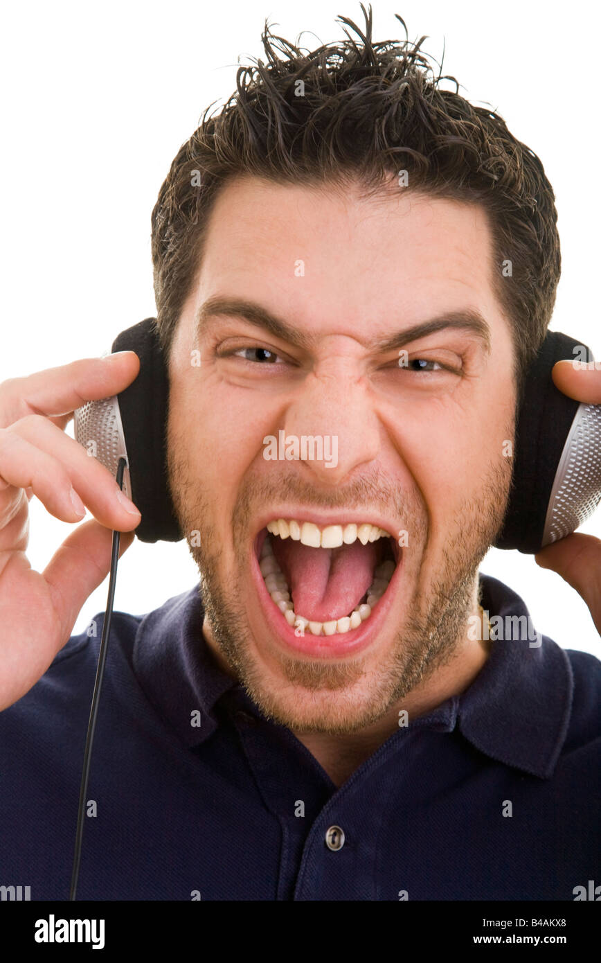man with headphones Stock Photo - Alamy