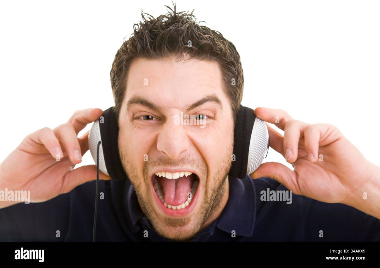 man with headphones Stock Photo - Alamy