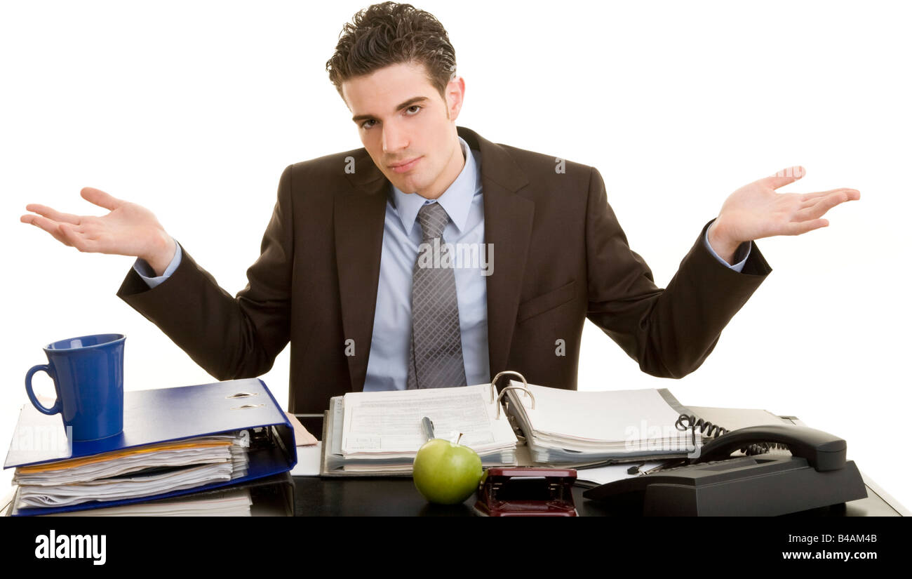 baffled manager at the desk Stock Photo - Alamy