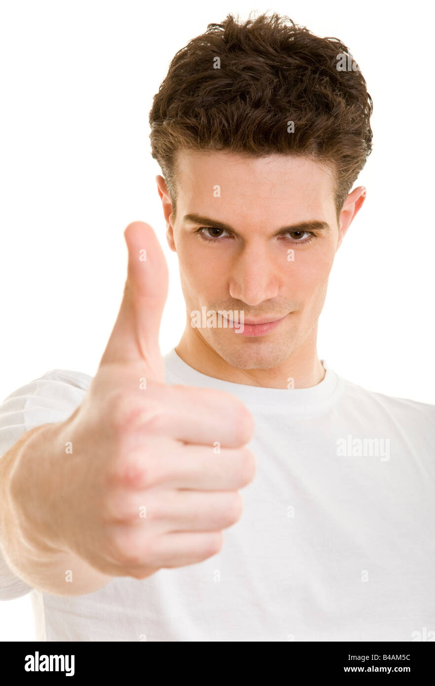 man showing his thumb Stock Photo - Alamy