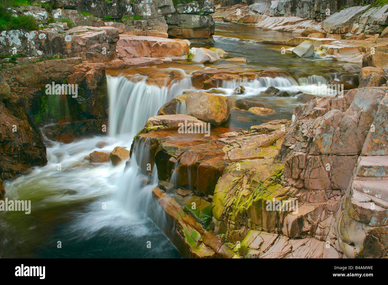 cascade on the river Glen Etive Glencoe Highlands Scotland UK Stock ...