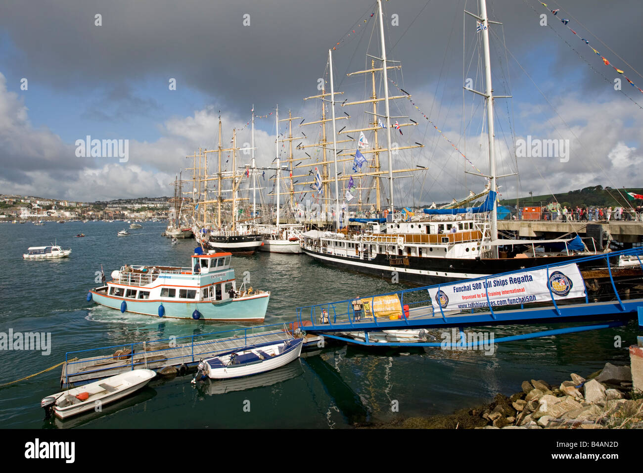 Funchal 500 Tall Ships moored 2008 Falmouth Docks Cornwall UK Stock ...