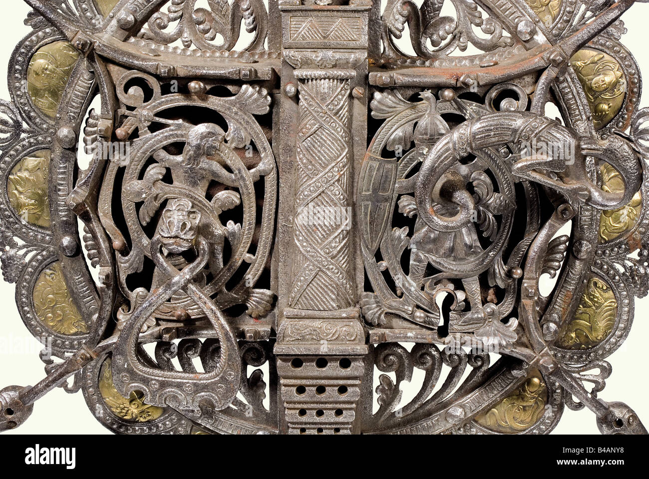 A large Viennese(?) gate lock, in the Roman style, circa 1900. Forged ...