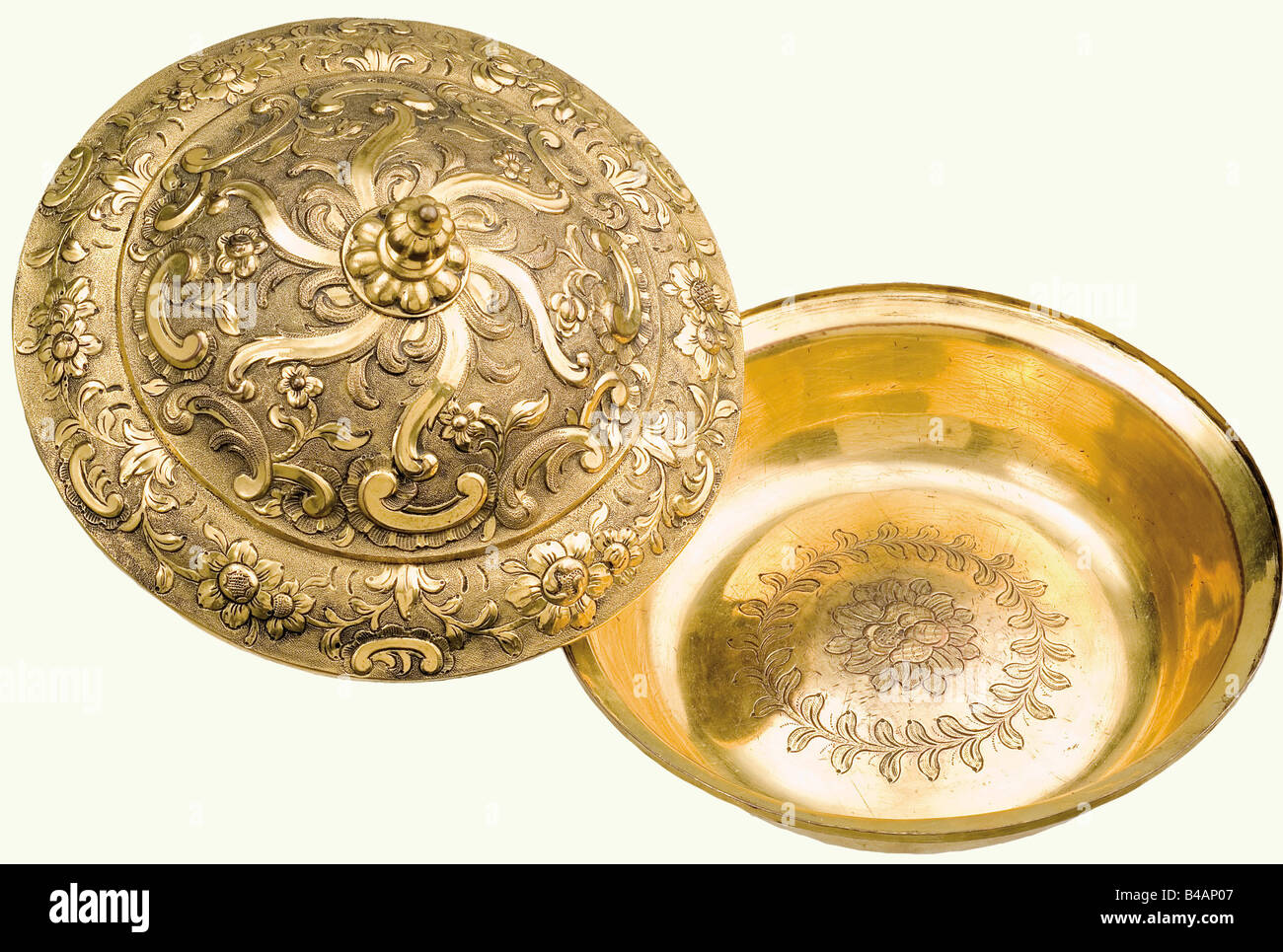 An Ottoman tombac covered dish, 1st half of the 19th century. Fire ...
