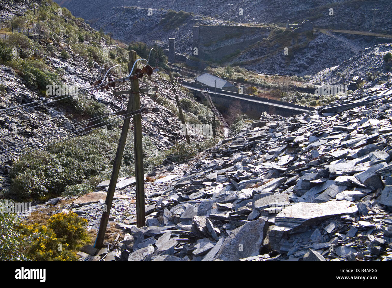 Old waste slate in North Wales Stock Photo - Alamy
