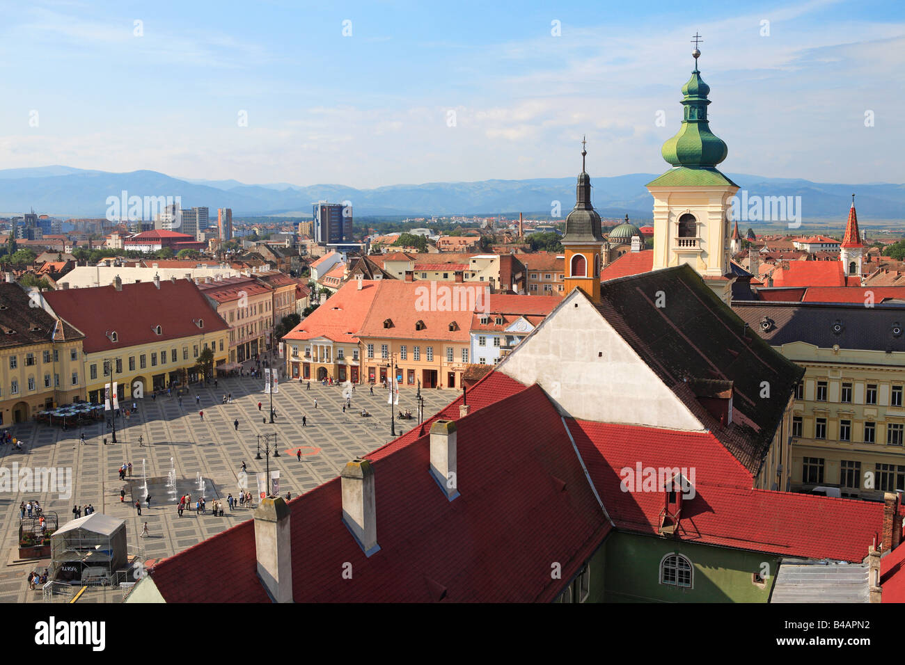 Romania, Transylvania, Sibiu, Piata Mare Stock Photo - Alamy