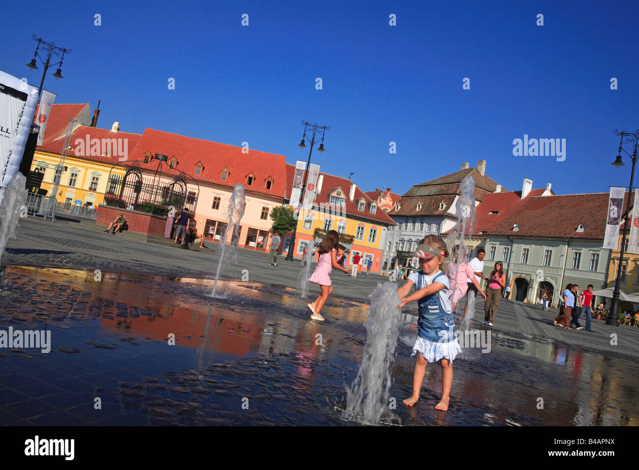 Romania, Transylvania, Sibiu, Piata Mare Stock Photo - Alamy