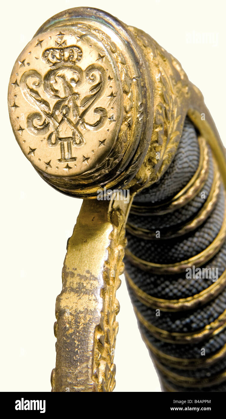 Kaiser Wilhelm II, a sword for his Bavarian regimental uniform A blade ...