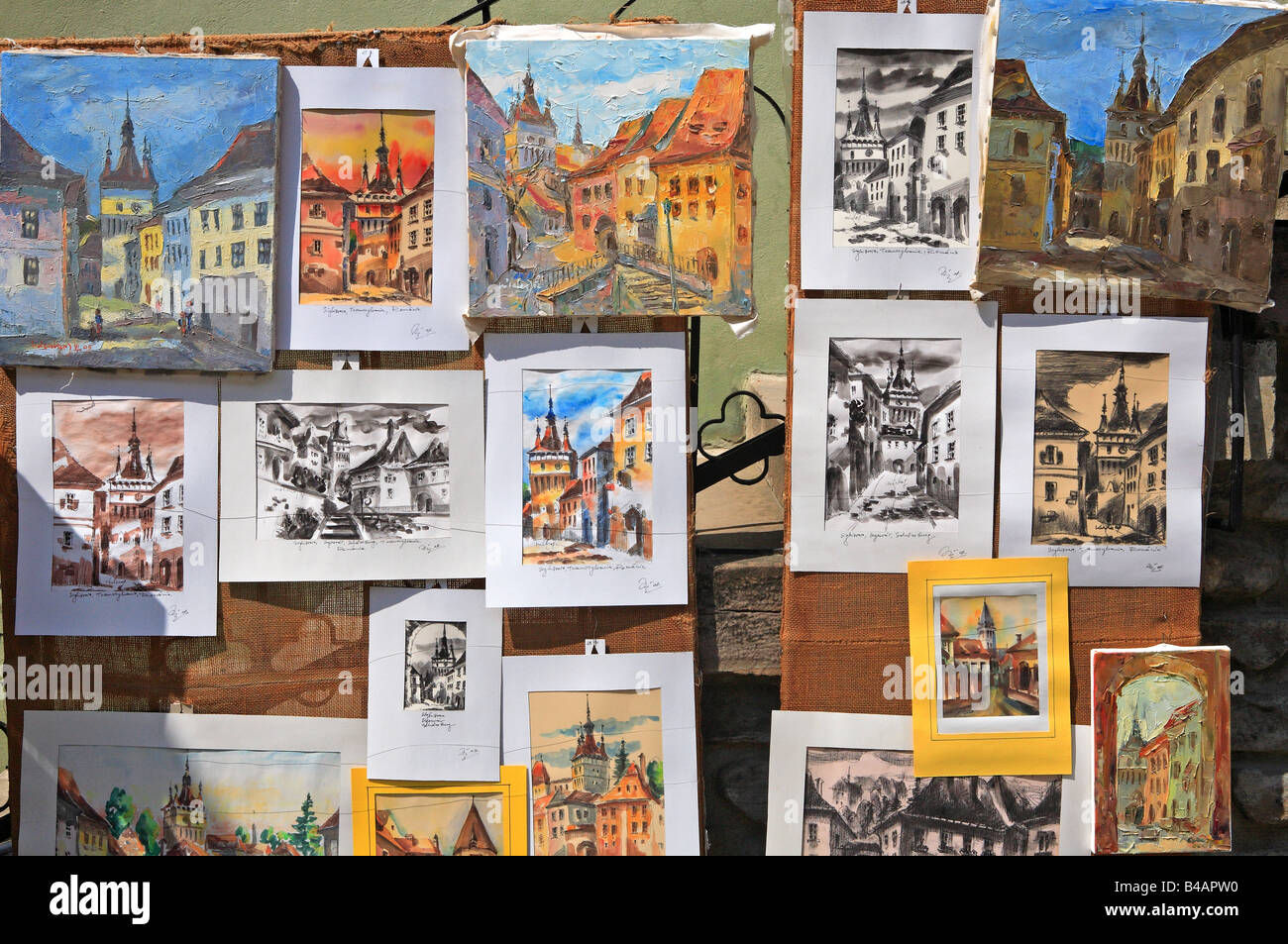 Romania, Transylvania, Sighisoara, Artists Paintings Stock Photo - Alamy