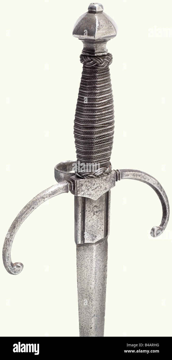 A German or Italian left hand dagger, circa 1600. Narrow ridged ...