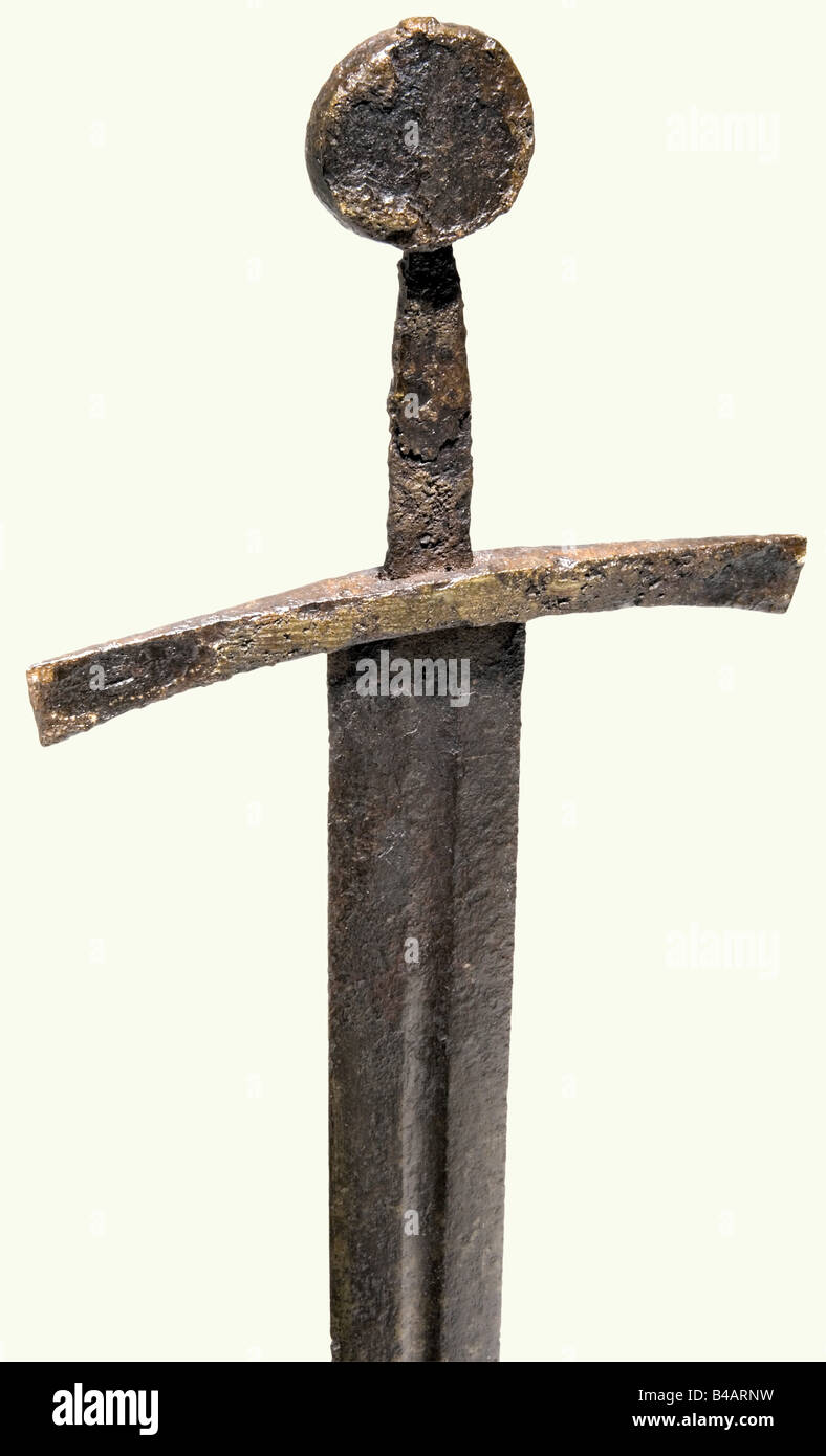 A Central European knightly sword, circa 1250. A double-edged blade ...