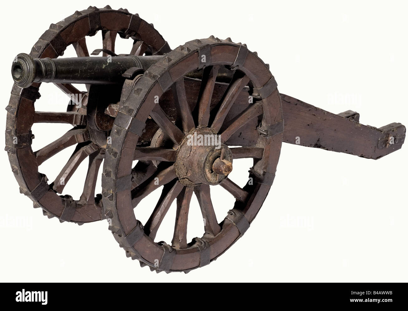 A model field gun, 17th century. Slender bronze barrel in 15 mm caliber ...