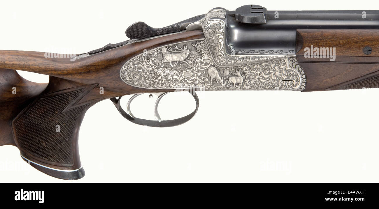 An over-and-under rifle/shotgun combination., Plank, calibres 7,65 R ...