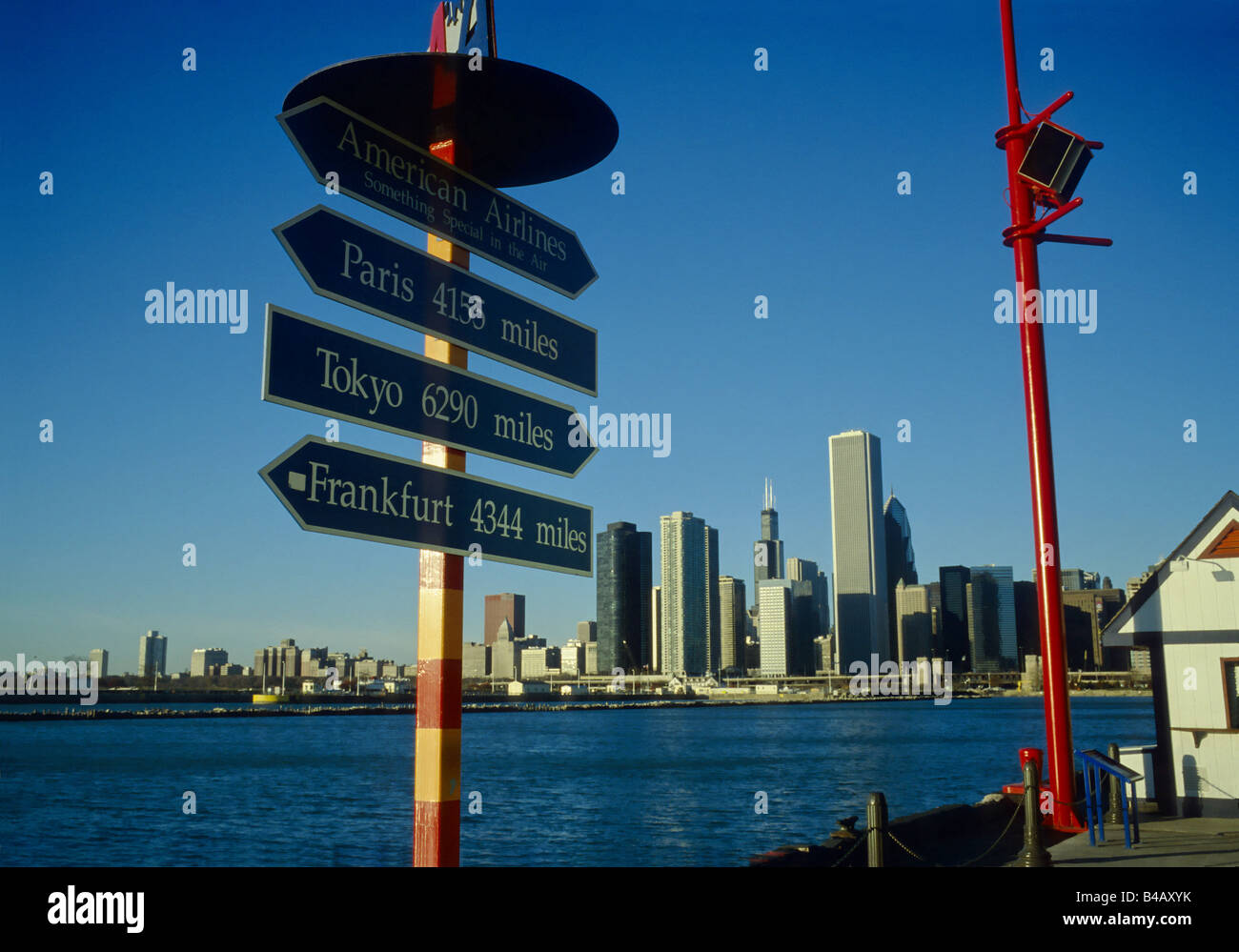 Signpost on Navy Pier in Chicago, Illinois, USA Stock Photo - Alamy