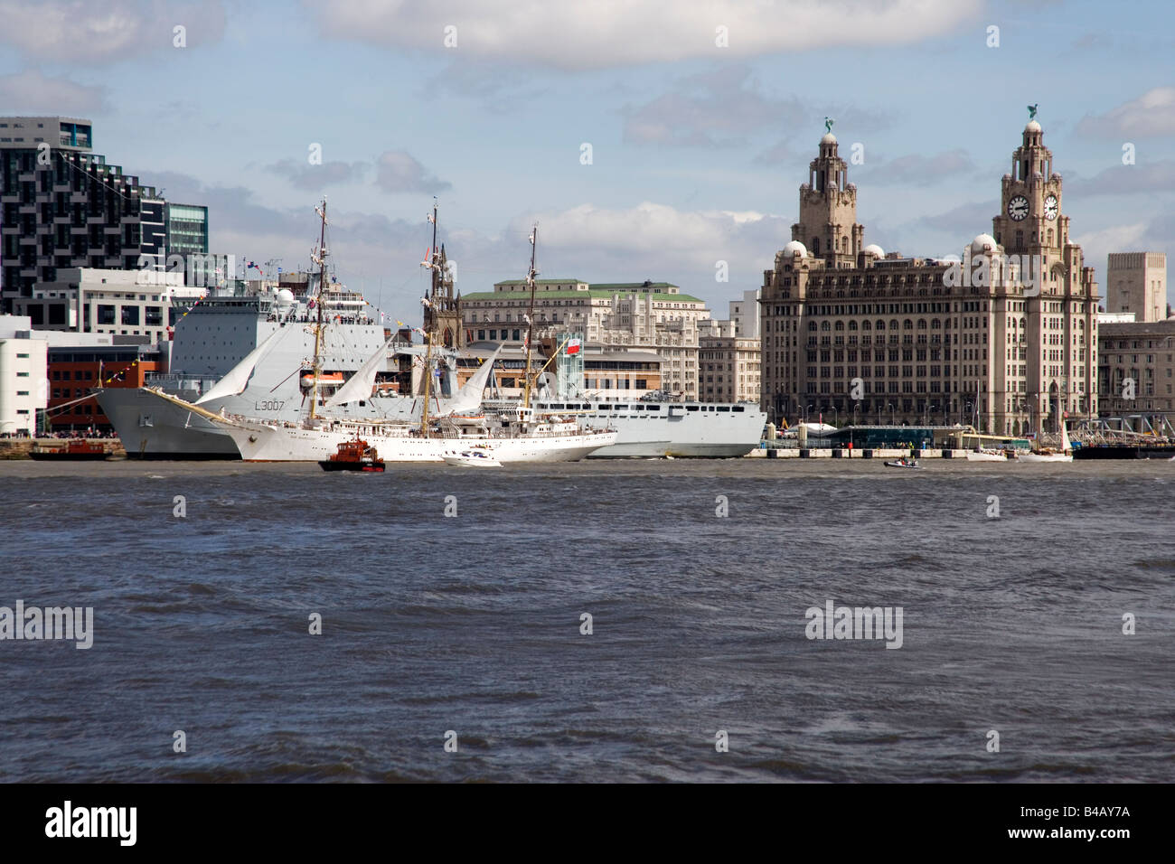 Polish sailing ship Dar Mlodziezy at the Tall Ships race parade ...