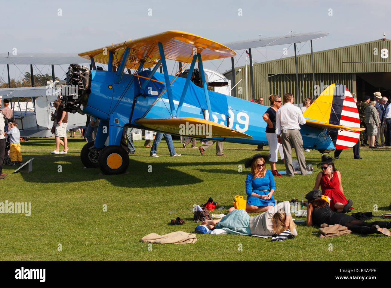 picnic amongst static aircraft display at Goodwood Revival Meeting 2008 ...