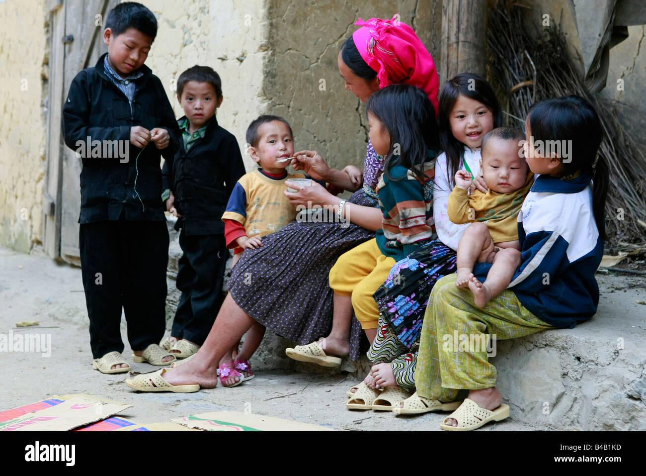 White Hmong children at the village of Pho Lao, Dong Van Plateau ...