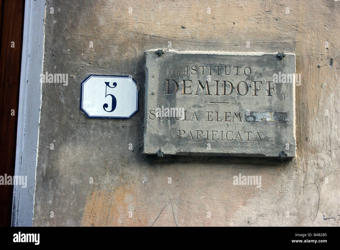 Demidoff institute plaque, Florence, Italy Stock Photo - Alamy
